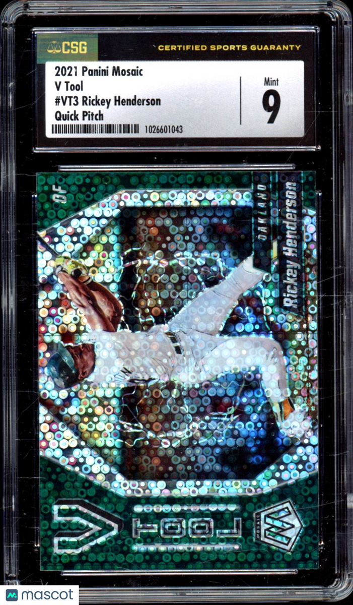 2021 Panini Mosaic Rickey Henderson #VT3 Quick Pitch V Tool CSG 9 HOF – Collectaway