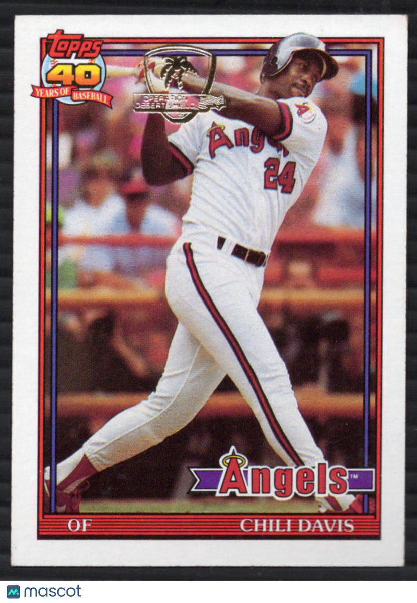 1991 Topps Desert Shield Chili Davis #355 NM California Angels ...