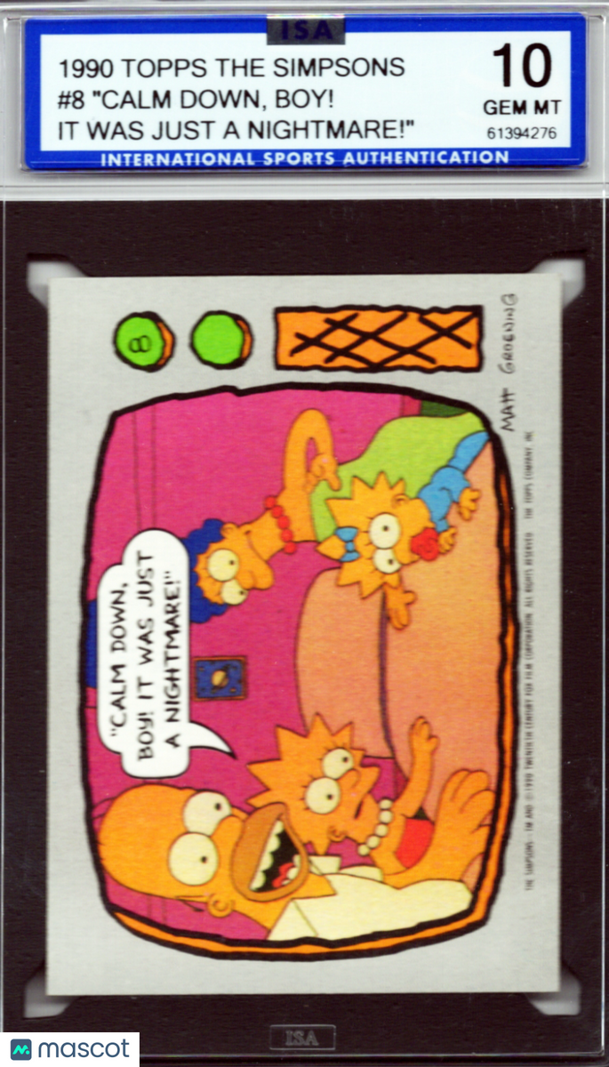 1990 Topps The Simpsons "Calm Down, Boy! It Was Just A Nightmare!" #8 ...