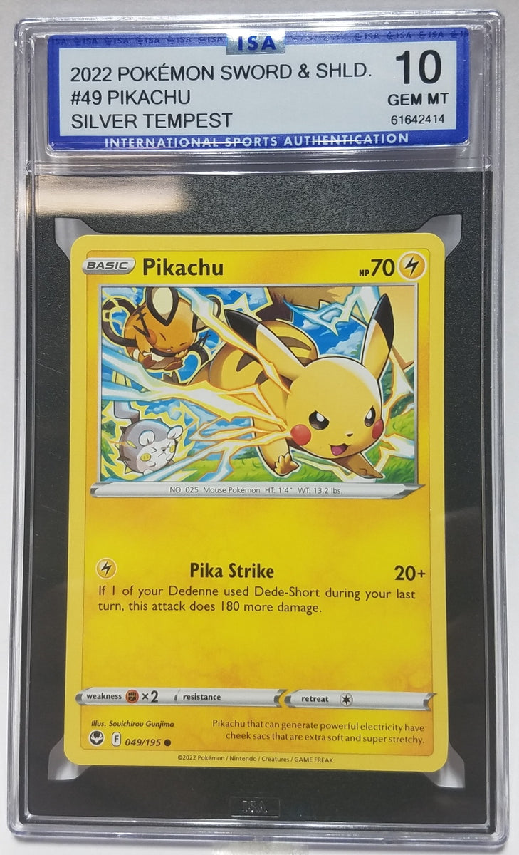 POKEMON 2022 SWORD & SHIELD #49 PIKACHU SILVER TEMPEST ISA GRADED 10 G ...
