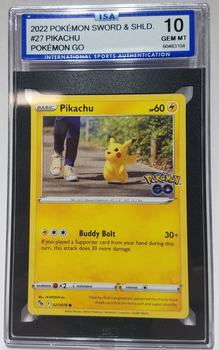 POKEMON 2022 SWORD & SHIELD POKEMON GO #27 PIKACHU ISA GRADED 10 Gem M ...